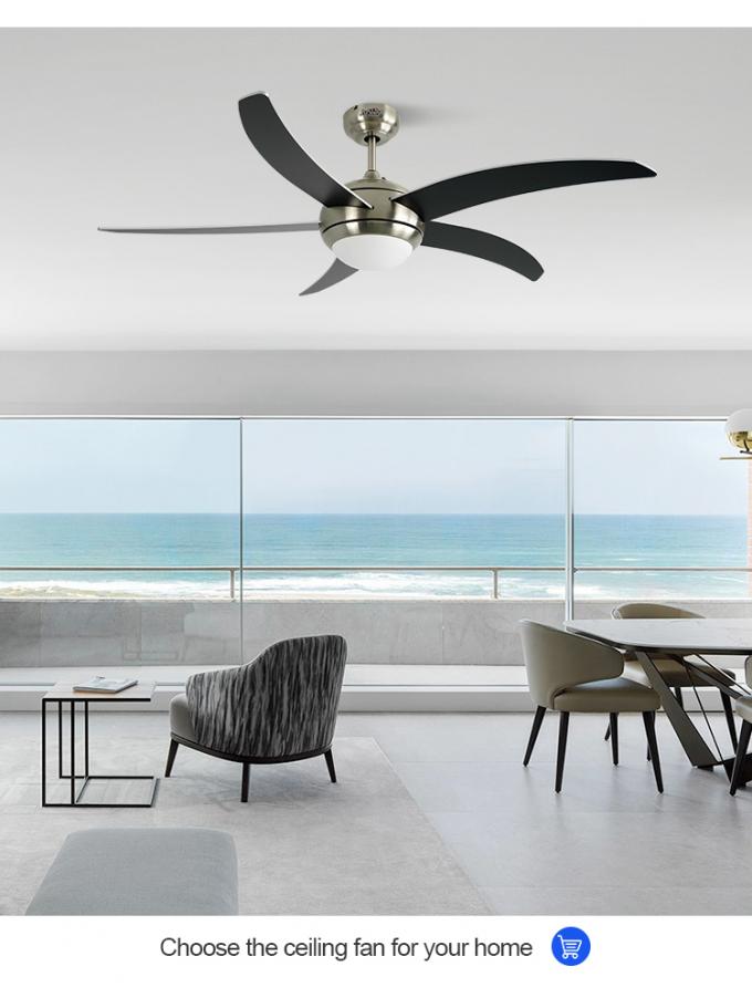 Indoor 52 Inch Remote Control Modern LED Ceiling Fan 5 Plywood Blades