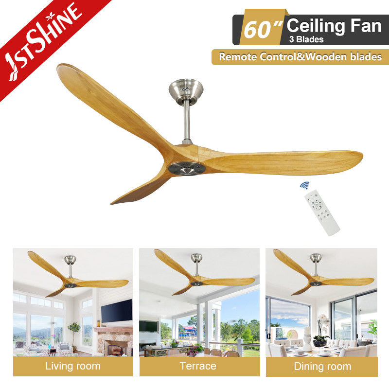 Hotel Decorative Wooden Blade Ceiling Fan With DC Motor Remote Control