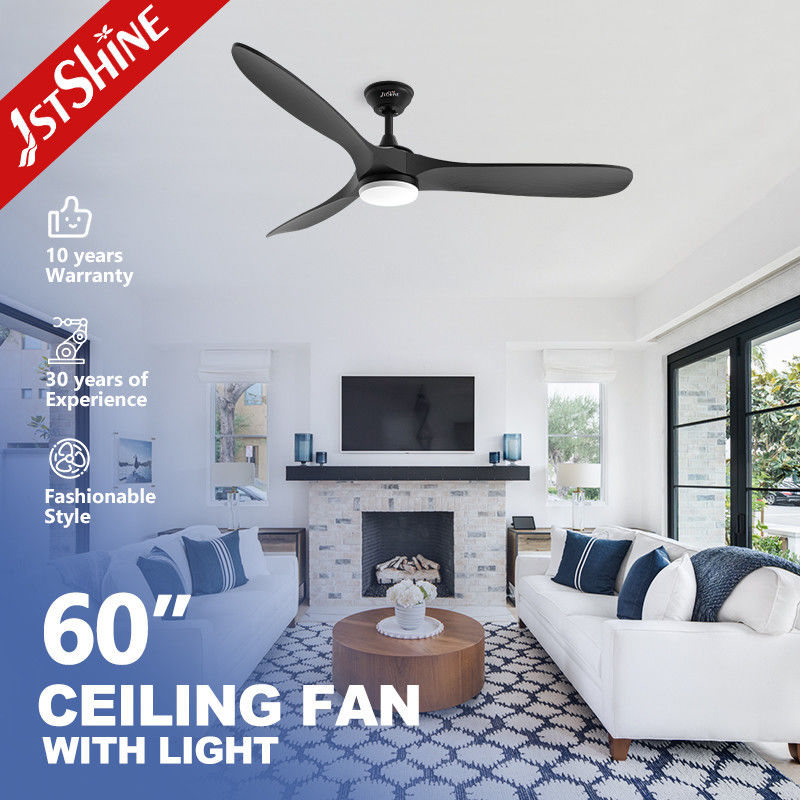 Black Ceiling Fan 3 Blade Solid Wood Blade High Speed Low Noise Dc Motor