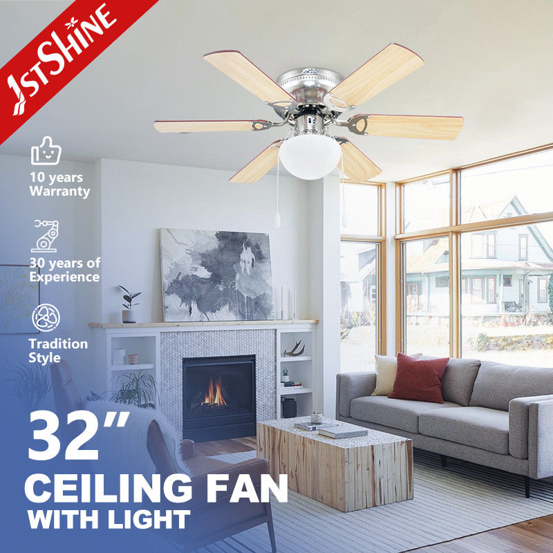 32'' 6 MDF Blades Decorative AC Motor Ceiling Fan With Light Kit