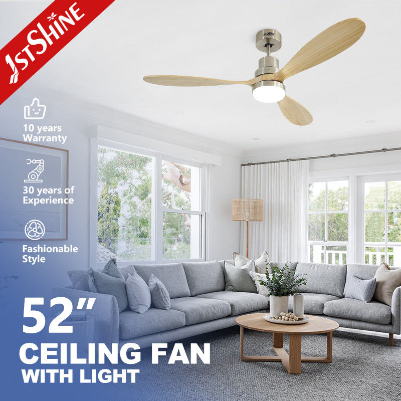 OEM 110v Solid Wood Smart Ceiling Fan Color Changing Led Light AC Motor