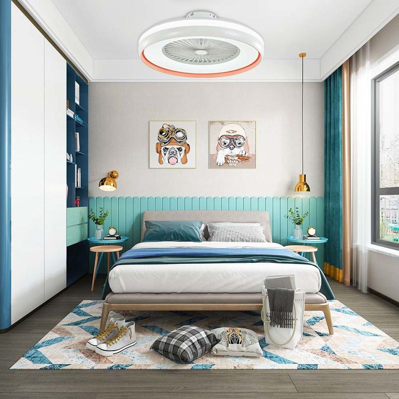 4000K 6500K Pink Girls Room Ceiling Fan Ceiling Mounted Fan With Remote