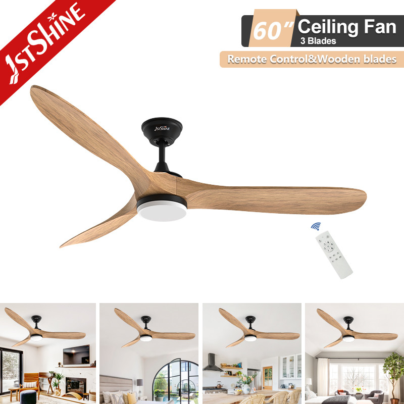 3 Wood Blade Ceiling Fan With Led Dimmable Light Hotel Decorative Indoor
