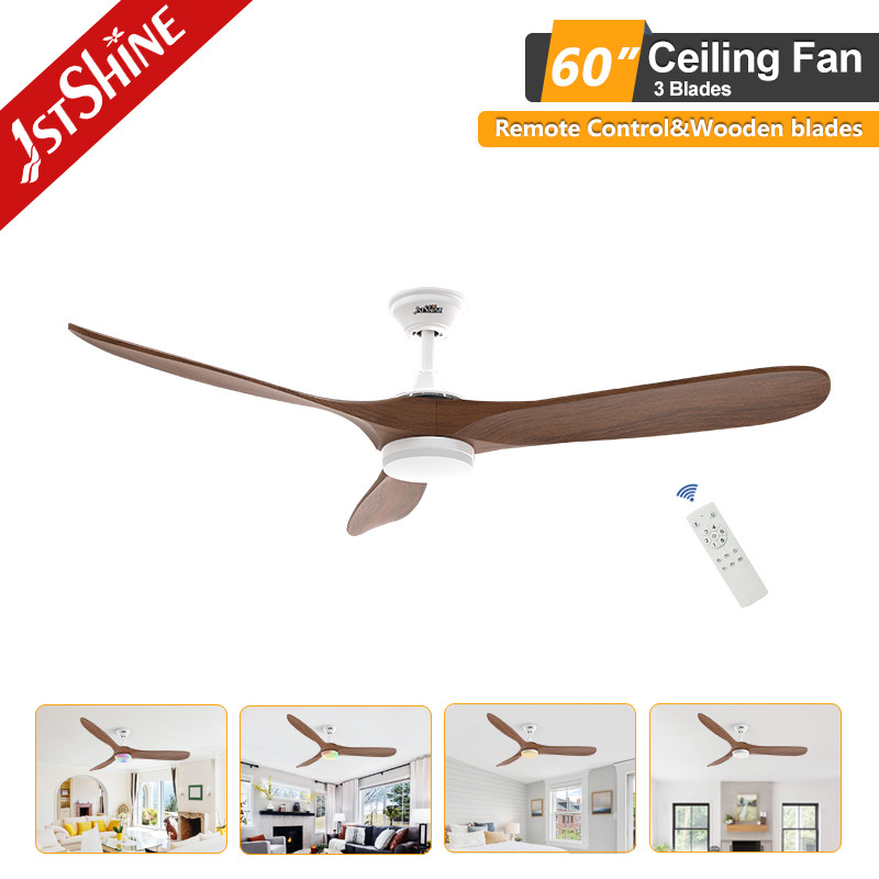 3 Wood Blade Ceiling Fan With Light And Remote Control Energy Saving Dc ...