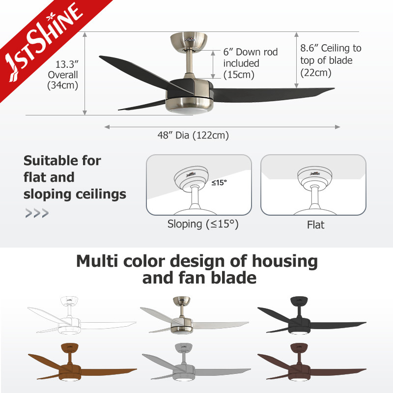 Modern Ceiling Fan With LED Light Plastic Blade Low Noise Cooling