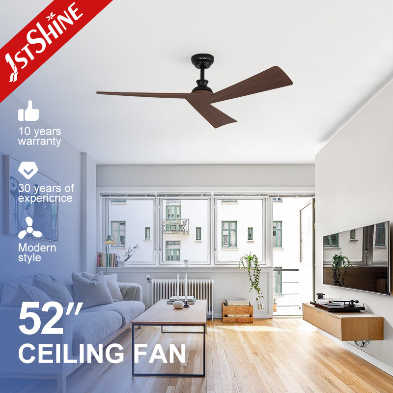 Lower Noise Sleek Black Ceiling Fan with Dark Wood Grain Blades and ...