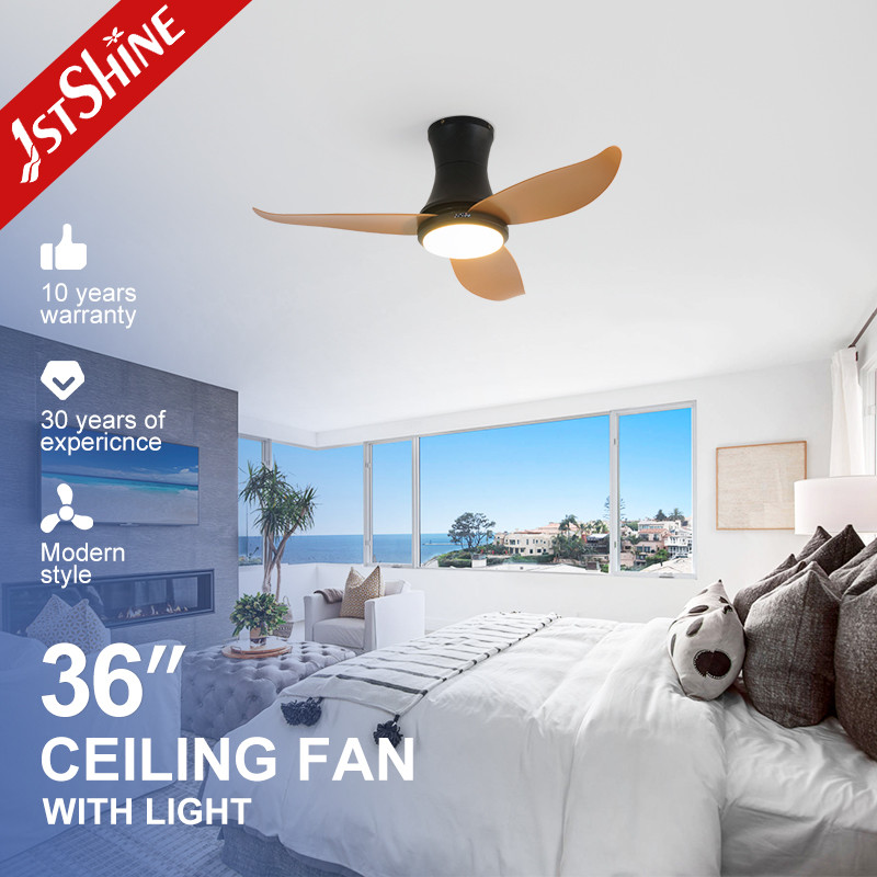 36 Inch Low Profile Ceiling Fan With Light Plastic Blade DC Motor Low Noise