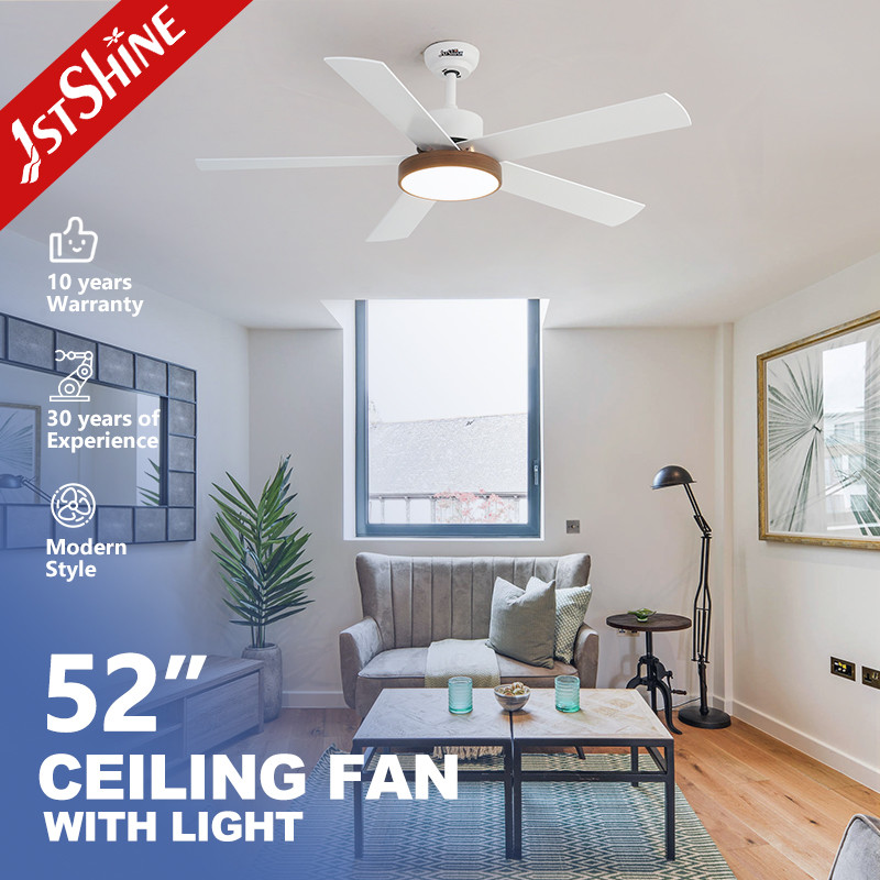 LED Smart Ceiling Fan Light White Finish 5 MDF Blade High Speed