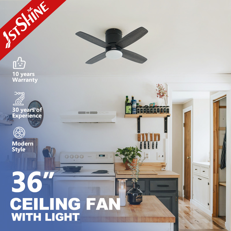 36 Inch Modern Led Invisible Ceiling Fan Mini 4 Plywood Blades Low ...