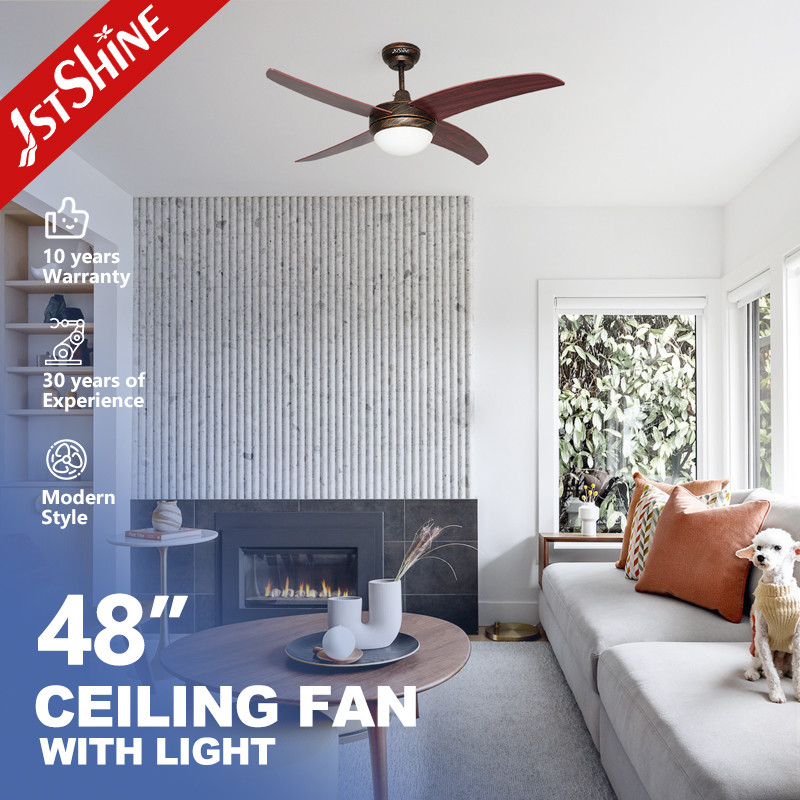Decorative 4 MDF Blades Retro Style Ceiling Fan 48 Inches 220V Led