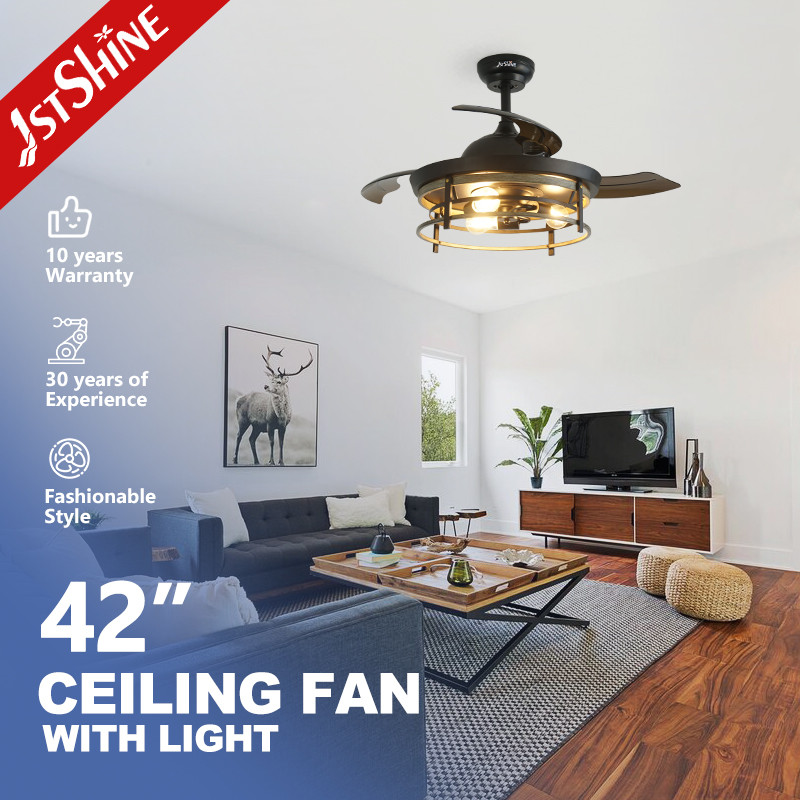 42 inches Invisible Blade Ceiling Fan Farmhouse Style With Light
