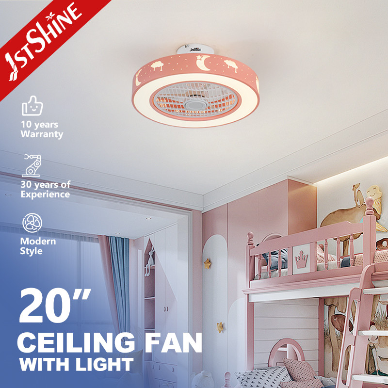 Children'S Theme Flush Mount LED Ceiling Fan , Pink Ceiling Fan With DC ...