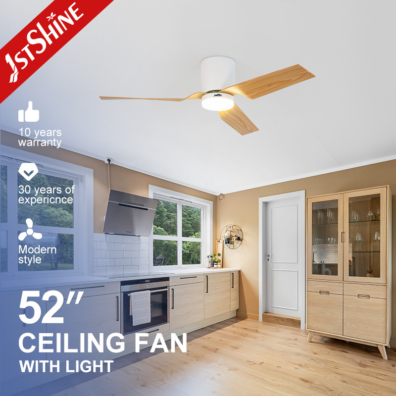 Dimming Led Light Plastic Ceiling Fan Wood Blade Dc Motor