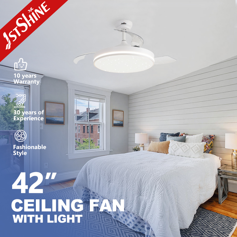 42 Inch Invisible Ceiling Fan with Starry Light - Sleek & Modern Design
